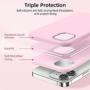Ownest Compatible for iPhone 13 Case and iPhone 14 Case 6.1 Inch with Slim Silicone Shockproof Protective Phone Case for iPhone 13/iPhone 14 with [Soft Touch Microfiber Lining]-Light Pink