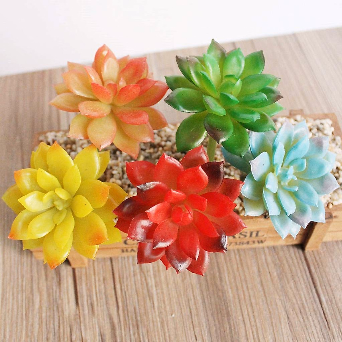 FABSELLER 12pcs Artificial Succulent Plants Mixed Fake Unpotted Succulents Faux Flowers for DIY Wall Home Indoor Garden Decoration (Red/Purple, Random Send)