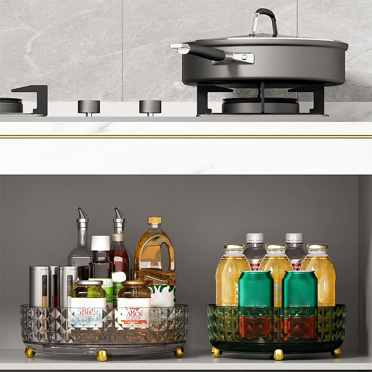 Non Skid Lazy Susan Turntable, 1 Tier Non Skid Spice Rack Turntable, 9 Inch Spinning Organizer, 360 Degree Rotating Seasoning Organizer for Kitchen, Pantry Cabinet, Refrigerator, Dark Green