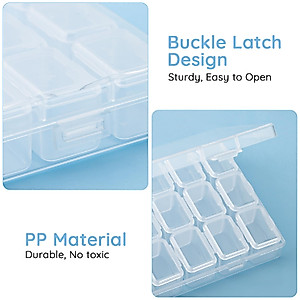 COSICS 21-Grid Rhinestone Case Organizer, 2 Pack Empty Plastic Nail Tips Storage Box with Compartment, Beads Organizer for Jewelry Accessories, False Nails, Gem Stones, Tackles