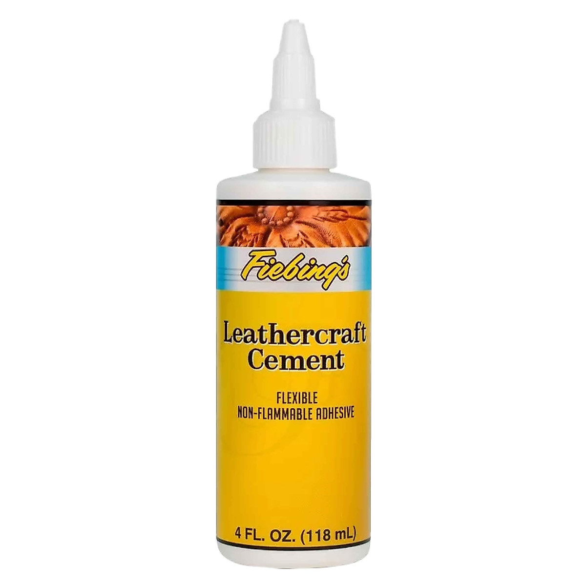 Fiebing's Leathercraft Cement - Leather Glue (4oz) - Quick Drying, High Strength, Flexible Adhesive w/Permanent Bonding for Craft or Repair for Leather Jackets, Shoes, Wallets, Furniture - Non-Toxic