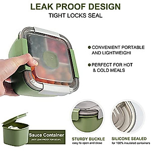 shopwithgreen 52 OZ to Go Salad Container Lunch Container, BPA-Free, 3-Compartment for Salad Toppings and Snacks, Salad Bowl with Dressing Container, Built-in Reusable spoon, Microwave Safe