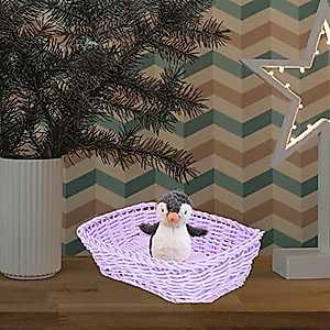 Cabilock Wicker Bin Countertop Storage Basket: Purple Storage Basket Organizer Makeup Sundries Display Bin Kids Toy Ornament Organizer Photography Prop