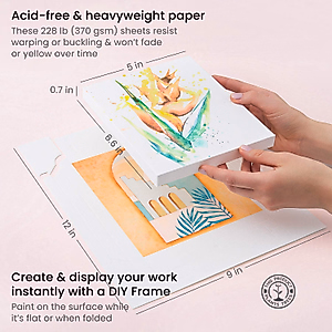 Arteza Watercolor Drawing Art Set, Woodless Watercolor Pencils 24 and Foldable Canvas Paper Bundle, DIY Kit, Art Supplies for Artists & Hobby Painters