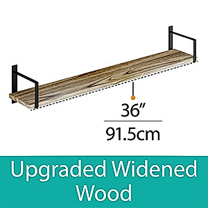 Wallniture Toledo Floating Bookshelf Set of 3, Wood Floating Shelves for Wall Storage, 36"x6" Long Wall Shelves for Living Room, Bathroom, Bedroom, Kitchen Pantry,Burnt Finish