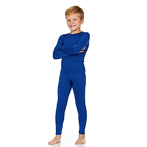 Thermajohn Thermal Underwear for Kids, Boys Thermal Underwear Set | Kids Base Layers for Skiing | Long Johns for Boys Kids, Royal Blue, (XL)