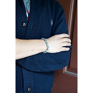 Adabele Real Natural Green Malachite Gemstone Beaded Bracelet 7.5 inch Stretch Chakra Healing Crystal Stone Women Mom Gift (Unisex) GB10-B11