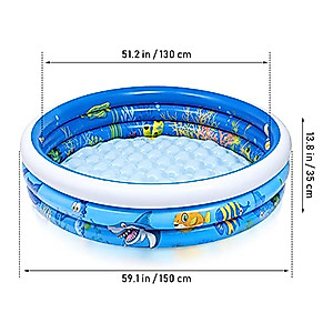 TOYANDONA Inflatable Kiddie Pool, Kids Outdoor Water Pool Inflatable Swimming Pool Summer Wading Pool for Kids Backyard Garden Indoor Ball Pit Pool (150x35cm)