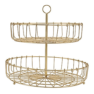 Naroote Fruit Basket Gold Color Nonslip Fruit Basket for Desktop Computer