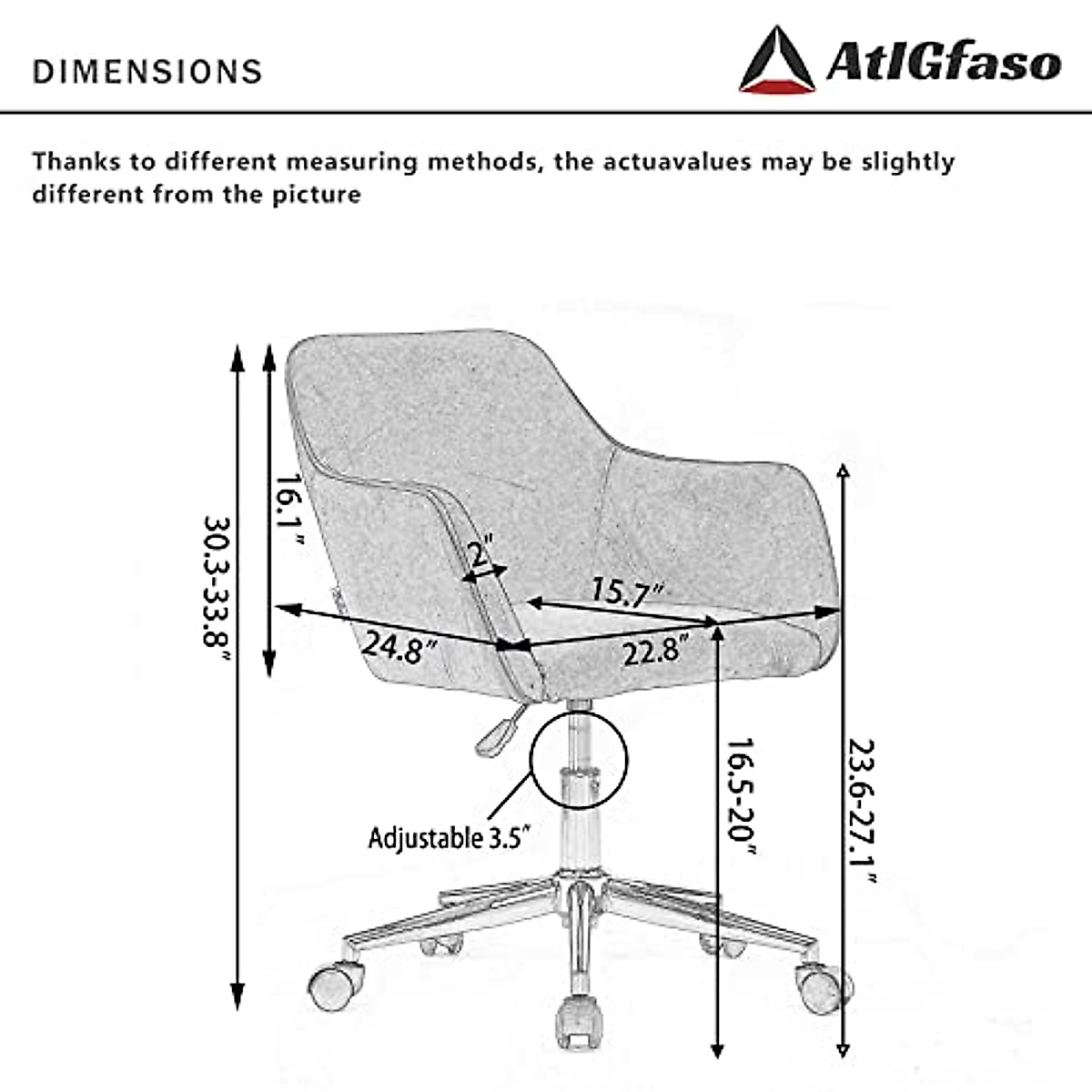 AtIGfaso with Wheels Ultra-Soft Plush Swivel Chair with Adjustable Height and 360-Degree Rotation,Combing Chair Ideal for Home Office or Bedroom, Ergonomic Design, Gold Base, Cream White Color