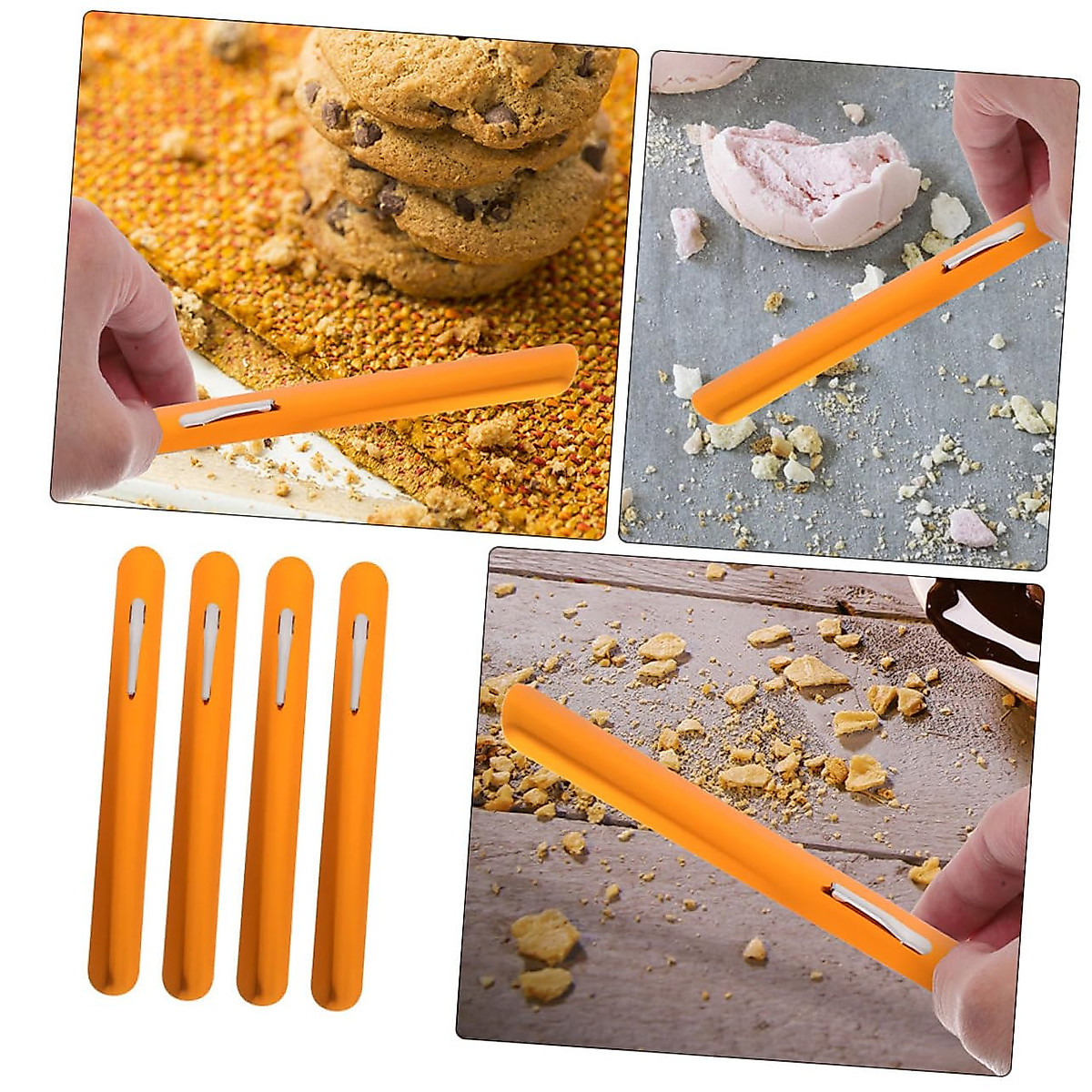 KICHOUSE 4Pcs Stainless Steel Crumb Scraper Restaurant and Kitchen Crumb Sweeper for Tabletop Cleaning Counter Crumb Scraper for Home and Commercial Use