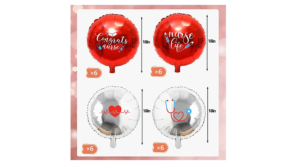 Whaline 24Pcs Nurse Graduation Balloons Set for Party Decor