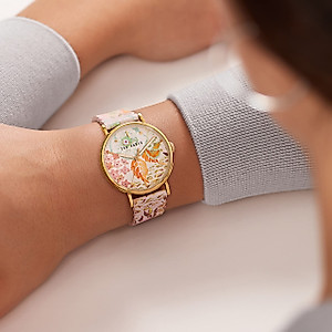 Ted Baker Women's Stainless Steel Quartz Leather Strap, 18 Casual Watch (Model: BKPPHS2359I), Gold/Pink Floral