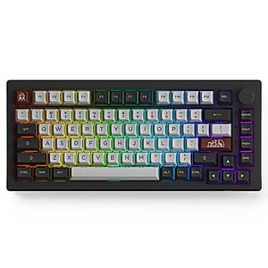 Akko Dracula Castle 5075B Plus Wireless Gaming Keyboard | LED RGB Wireless Keyboard with PBT Keycaps | 2.4 Ghz Bluetooth Keyboard | USB-C Wired Mechanical Keyboard | Gaming PC Accessories