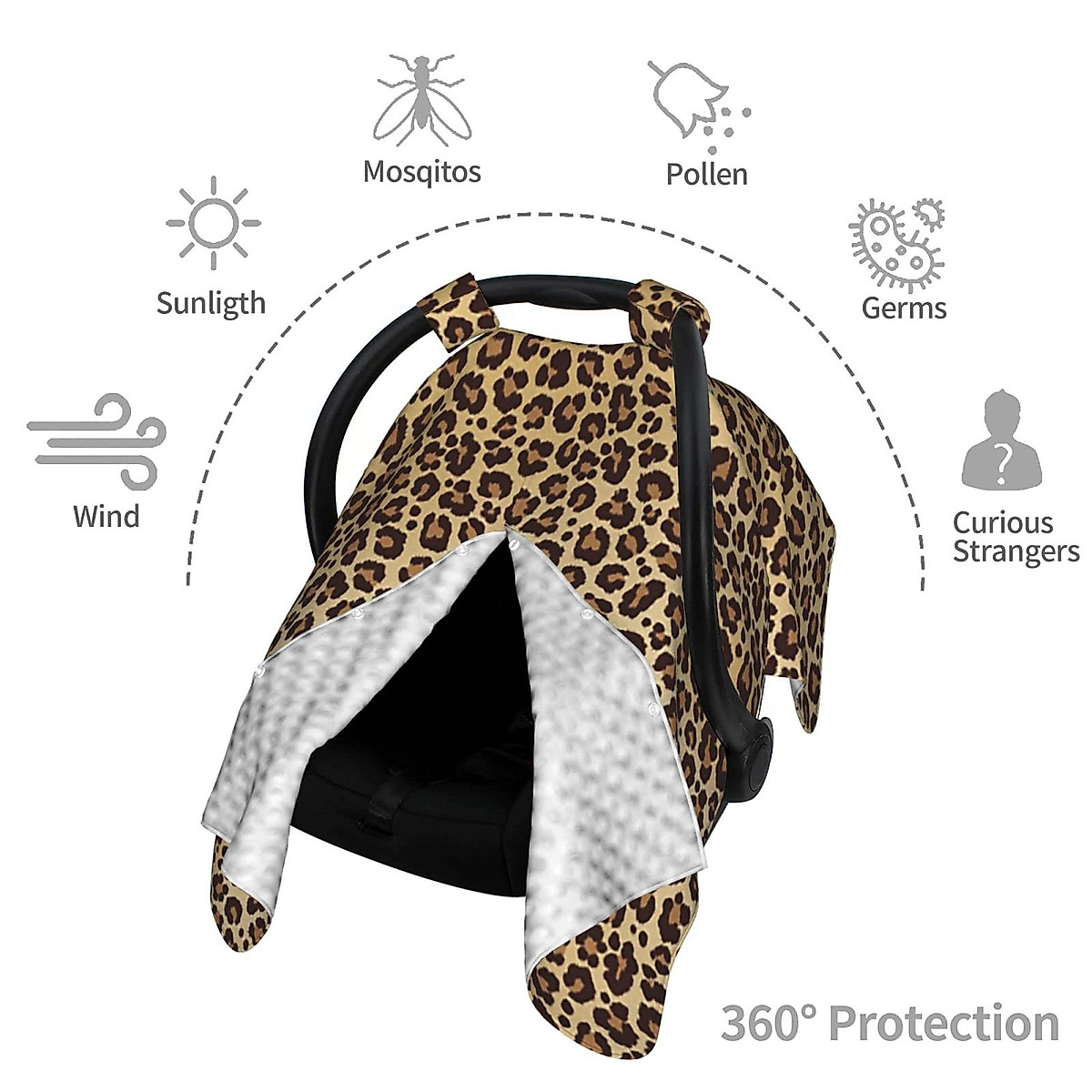KiuLoam Animal Leopard Cheetah Print Baby Car Seat Canopy, Nursing Cover Breastfeeding Scarf, Stretchy Soft Breathable Infant Carseat Cover for Babies Boys Girls