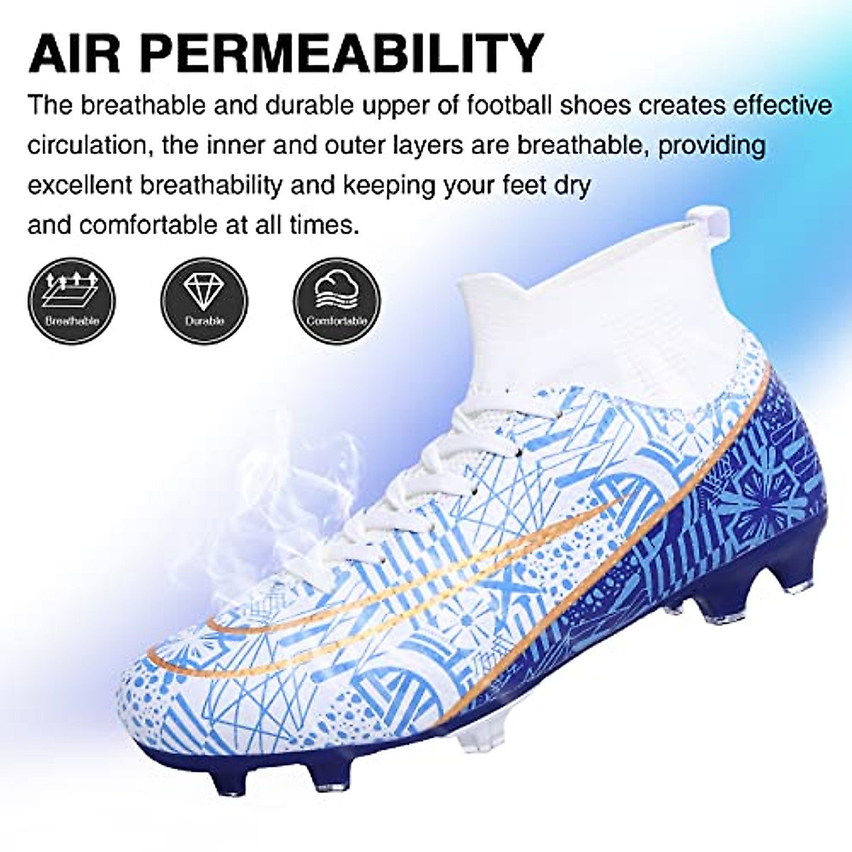 Mens Soccer Shoes Soccer Cleats Women Football Cleats Tacos De Futbol para Hombre Football Shoes for Turf Futsal Shoes Cleats Football Turf Cleats Professional Football Training Boots AG FG