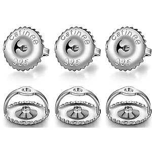 3 Pairs Screw on Earring Backs Replacement for Diamond Earring Studs,18K Gold Plated Sterling Silver Hypoallergenic Screwbacks Locking for Threaded Post（ 0.032'')