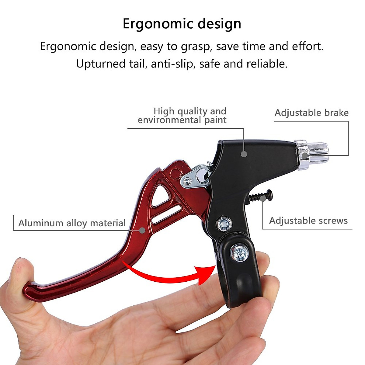 1 Pair Bike Brake Levers, Universal Handlebar Aluminum Alloy Bicycle Handle for for Mountain Bike, Kids Bike, Folding Bike, MTB BMX 2.2cm Diameter (Red)