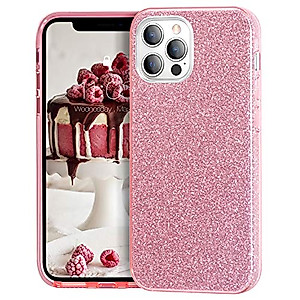 MATEPROX Compatible with iPhone 12 Pro case Compatible with iPhone 12 Cases Glitter Bling Sparkle Cute Girls Women Protective Cover (Pink)