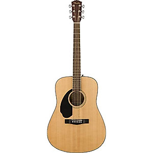 Fender CD-60S Solid Top Dreadnought Acoustic Guitar, Left Handed - Natural Bundle with Gig Bag, Tuner, Strap, Strings, Picks, and Austin Bazaar Instructional DVD