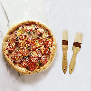 4 Pieces Pastry Brushes, Kitchen Basting Oil Brush with Natural Boar Bristle and Beech Wooden Handles Barbecue Oil Brush for Grill BBQ Sauce Baster Baking Cooking Marinade Brushes(1Inch & 1.5Inch)