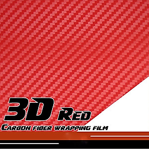 Silence Shopping 3D Carbon Fiber Vinyl Car DIY Wrap Sheet Roll Film Sticker Decal - Red Color 127X30cm 50"X11.8" (Red)
