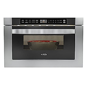 KoolMore KM-MD-1SS 24 Inch Stainless Steel Microwave Drawer with 1.2 cu. ft. Oven, 1000W Power with 10 Custom Cooking Levels, Memory, and Timer Functions, Wall-Mounted with Flat Bottom