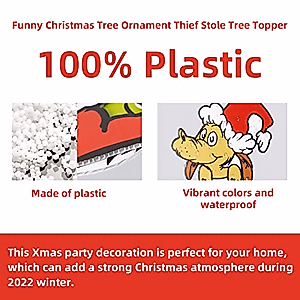 Christmas Decorations Outdoor Fence Peeker - Funny Christmas Fence Yard Signs with Thief Stole Head Arm Bag and Dog for Holiday Xmas Garden Courtyard Wall Decorations