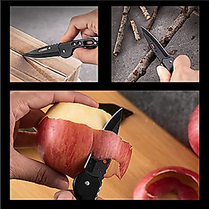 EPZEY Men's pocket folding knife, mini folding key chain knife with clip, women's stainless steel knife cutting knife, outdoor camping pocket knife, men's gift