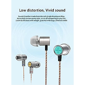 keephifi in Ear Monitor Headphones, Astrotec Vesna IEM, LCP Diaphragm Noise Cancelling Earbuds Wired,3.5MM Jack in Ear Earphone for Gaming Sports Riding Working (Silver No Mic)