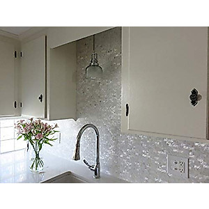 Art3d Peel and Stick Mother of Pearl Shell Mosaic Tile for Kitchen Backsplashes, 12" x 12" White Brick