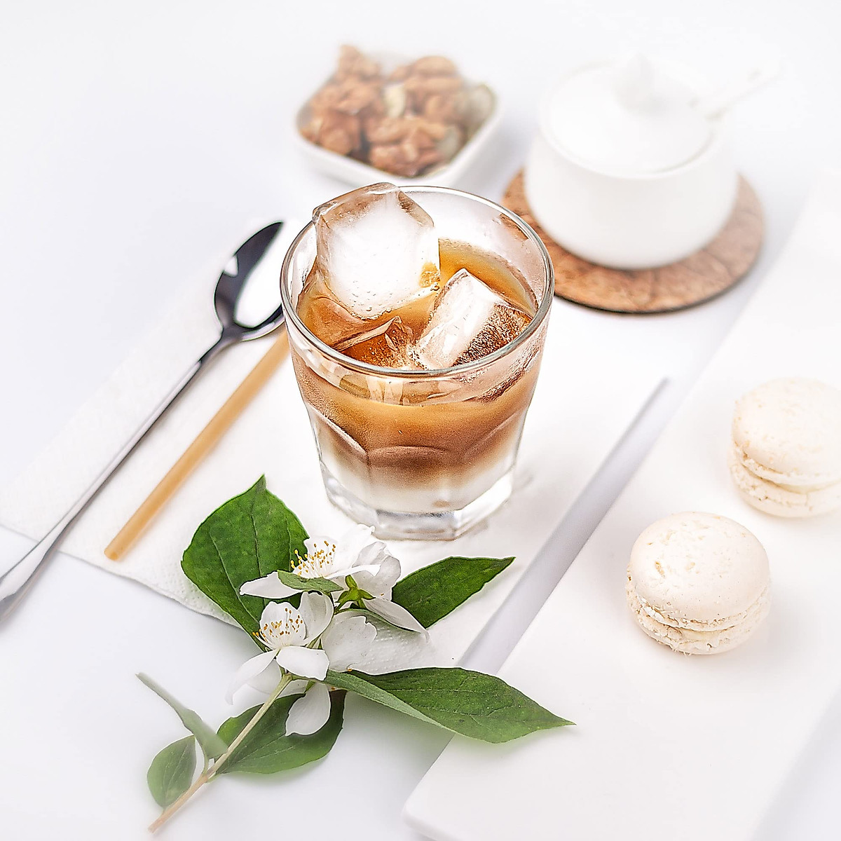 ECODECO 4 Cocktail Glasses - 9 Ounce - Gibraltar Old Fashioned Rocks Tumblers - w/Straws