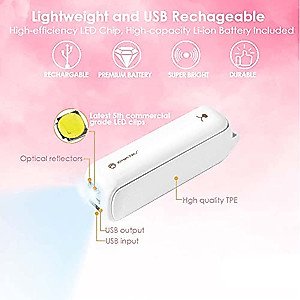 BRILLIRARE Handheld Fan, 3 IN 1 Portable Personal Fans with Power Bank&Flashlight, Mini Foldable Pocket Desk Fan, USB Rechargeable Battery Operated, 8-24 Work Hours for Travel Camping, White