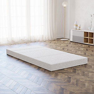 Ambesonne Winter Foldable Mattress, Ornate Flakes, 74.8" x 39.4", Grey White