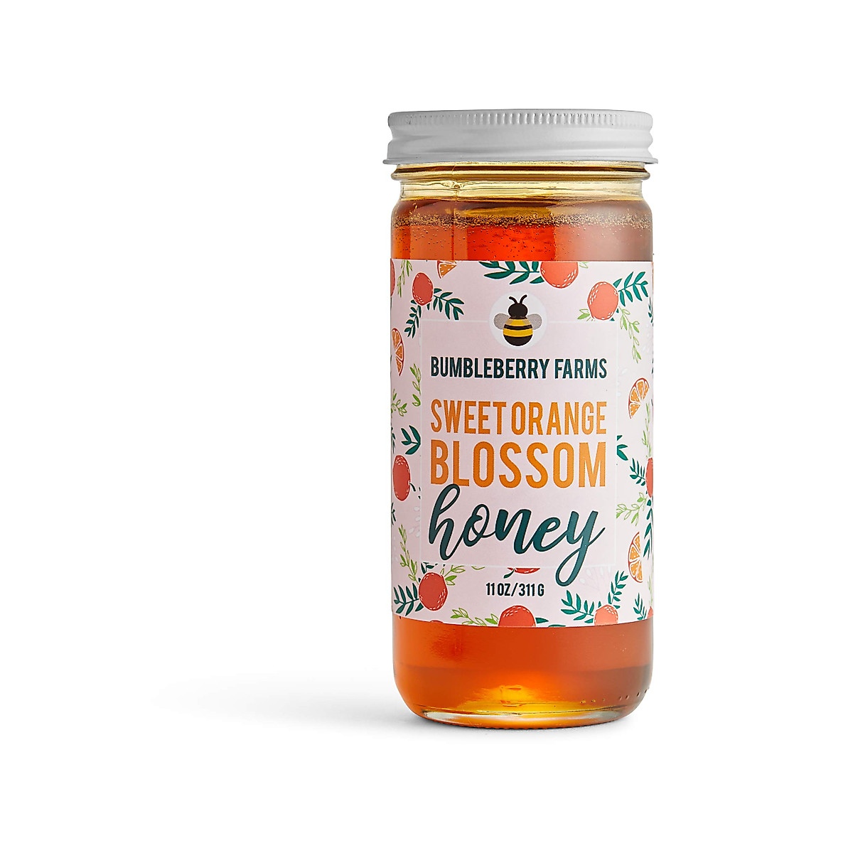 Bumbleberry Farms 3-Jar Set 100% Pure Grade A Sweet Orange Blossom Honey; True-Source Honey Certified; Light Citrus Notes; Enjoy Honey's Wholesome Goodness; 11 OZ Glass Jar