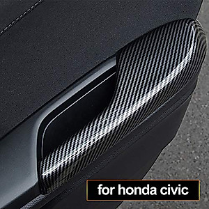 Phoneix 4Pcs Carbon Fiber Pattern Interior Door Armrest Panel Trim Cover Set Texture ABS Accessories Fit for Honda 10th Civic 2016-2021 Accessories