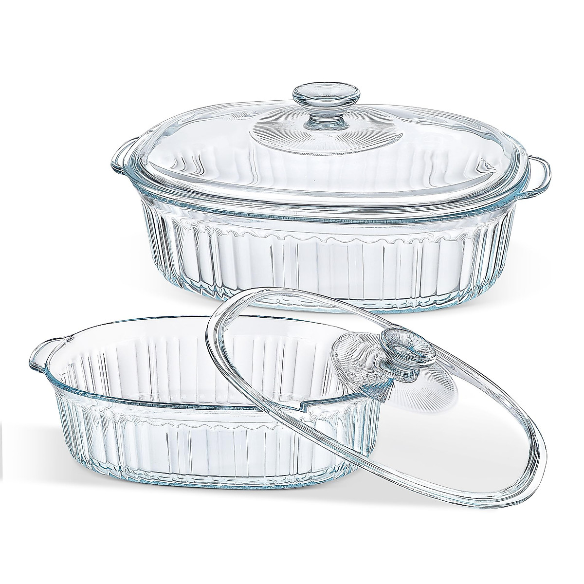 M MCIRCO 4-Piece Glass Casserole Baking Dish, Set of 2 Casseroles With Glass Lids, 1.9 Qt and 3 Qt