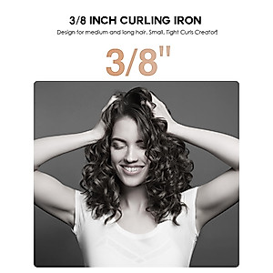 Elilier 3/8 Inch Small Curling Iron, 9mm Tiny Curling Iron Wand Barrel for Medium Long Hair, Ceramic Skinny Long Barrel Curling Iron w LCD Display, Curling Wand w Heat Glove for Styling, Tight Curls