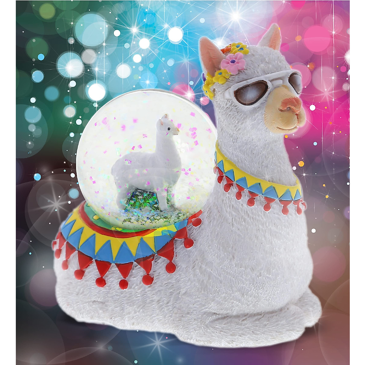 CoTa Global Llama Snow Globe Decor - Elegant Pink Sparkle Glitter Inside The Snow Globe Figure, Animal Figurines for Kids and Adults, Collectible Snow Globes Ornament for Birthday, Christmas - 45 mm