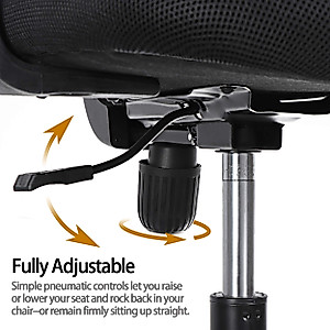 SUPER DEAL Ergonomic Desk Chair Mesh Computer Chair with Armrests, Height Adjustable, 360° Swivel Home Office Task Chair, Black