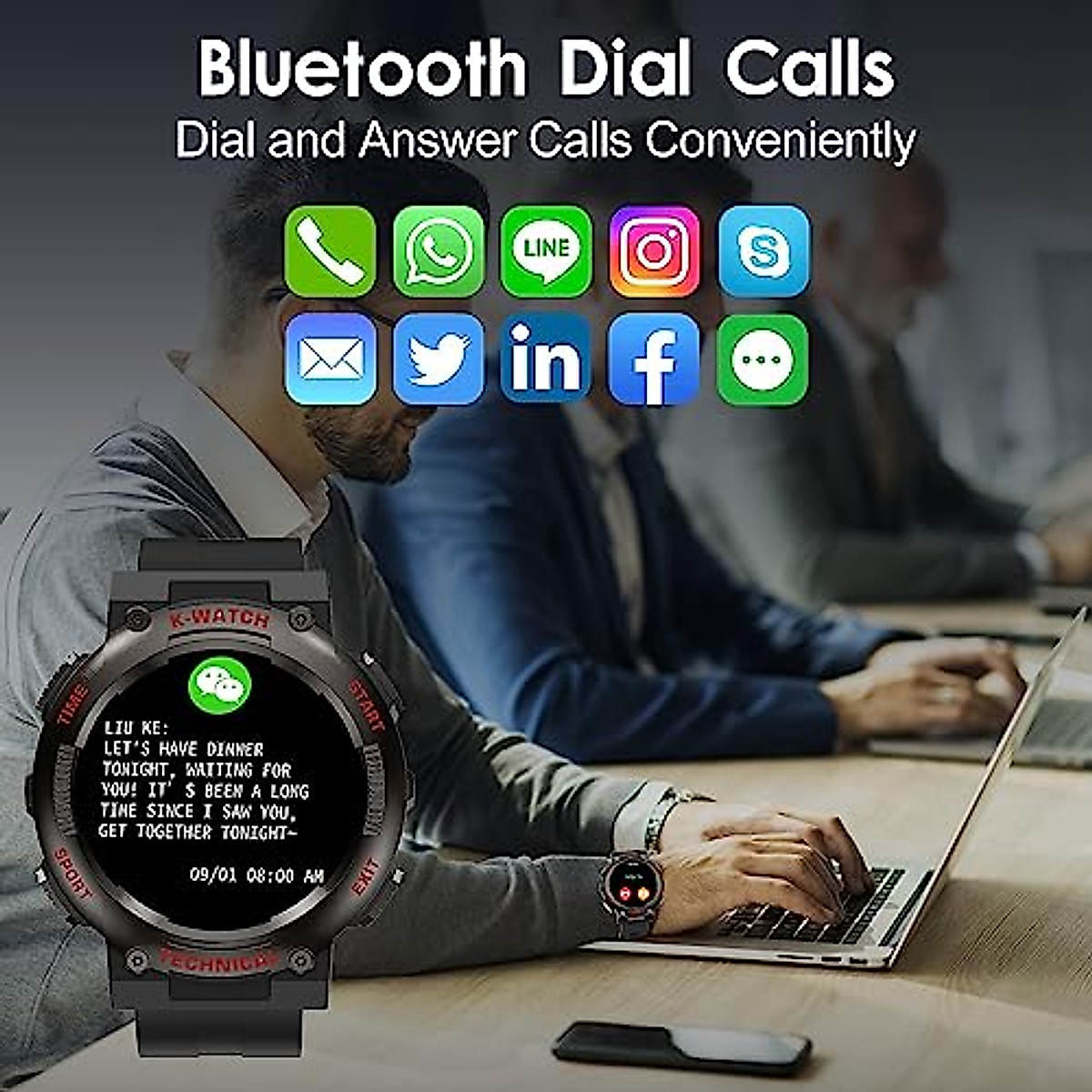 Kingstar Smart Watches for Men - 1.32" Full Touch Smart Watch for Android iPhone | IP67 Waterproof Fitness Tracker Outdoor Bluetooth Watch with Heart Rate Sleep Monitor AI Voice (Answer/Dial Calls)