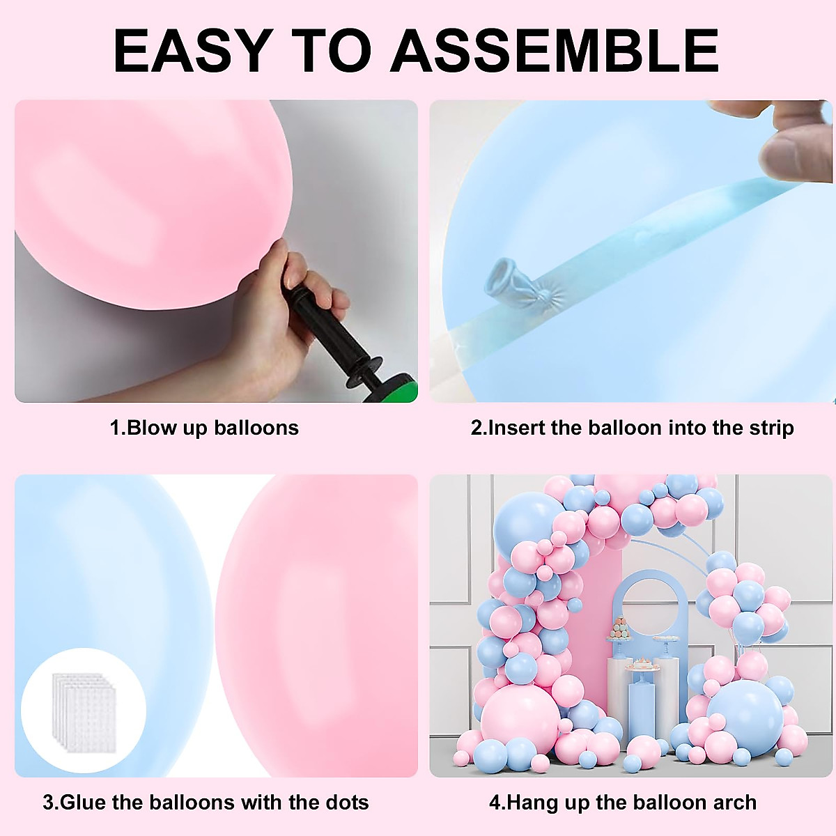 Pink and Blue Balloons Garland Arch Kit, 134pcs Gender Reveal Balloon Garland Arch Kit for Boy or Girl Gender Reveal Decorations Birthday Party Baby Shower Decorations