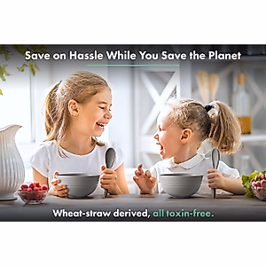 FOODLE Wheat Straw Dinnerware Sets for 6 - Lightweight & Unbreakable - Microwave & Dishwasher Safe - Perfect for Picnic, Dorm, RV Dishes - Camping Plates Cups and Bowls Set - Great for Kids & Adults