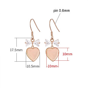 925 Sterling Silver Hook Earring Tray Bezel Earring Hook Blank fit 10X10mm Heart Cabochon Setting Ear Base Findings for DIY Glass Cameo Jewelry Making(Rose Gold)