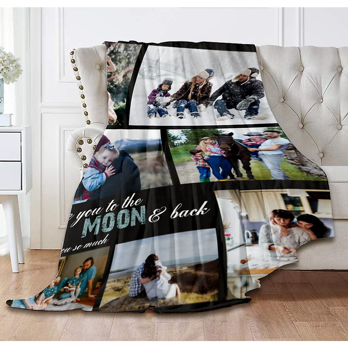 Launchigo Customized Photo Blanket - Collage Blanket with Text. Make Your Own Fleece Throw Blanket. Gift for Anniversary, Thanksgiving, Birthday & Christmas. (Photo Blanket 22, 50"X60")