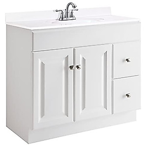 Design House Wyndham Unassembled Bathroom Vanity Cabinet Without Top, 36 in, White