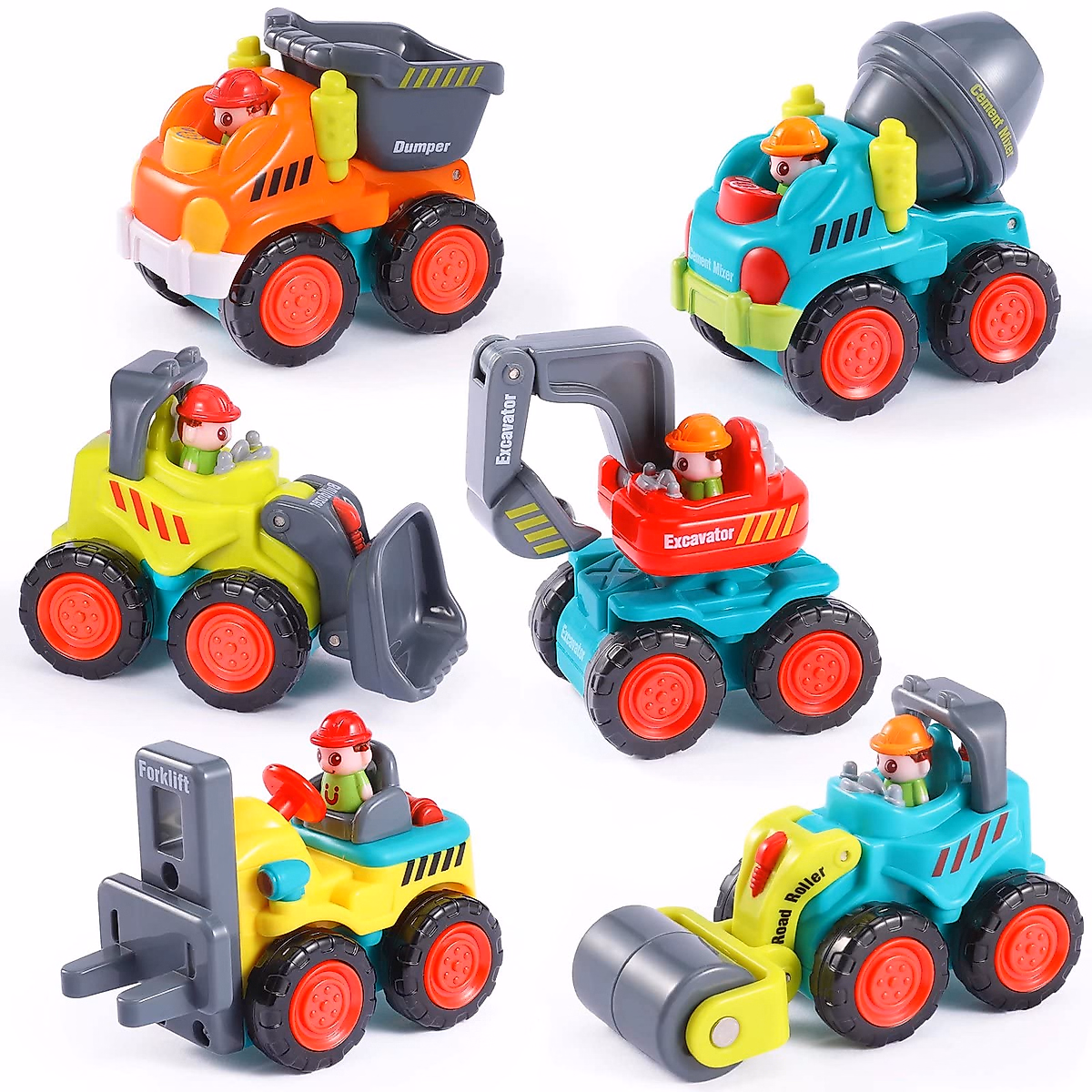 Baby Toy Cars for 1 Year Old Boy Girls Gifts, 6Pcs Mini Construction Truck Toys Push and Go Car for Toddler Age 1-3 Baby Toys 12 18 Months Educational Toys for 1 2 3 Year Old Boy Birthday Gifts