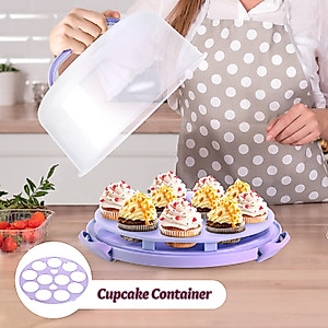 Ohuhu Cake Holder, BPA-Free Cake Carrier with Lid and Handle Cake Transport Container Portable Cake Keeper Two Sided Base for Pies Cookies Nuts Fruit etc - Suitable for 10 inch Cake Perfect Gifts