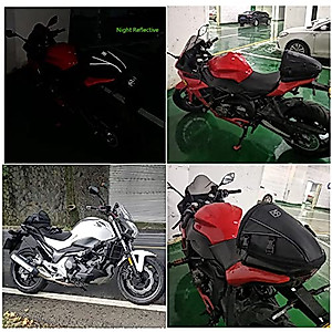 Motorcycle Backseat Tank Bag Motorcycle Tail Bags, Waterproof Leather PU Super Light Storage Saddle Bag, Multifunctional Motorbike Rear Seat Storage Accessories Bag, Black (Grey)