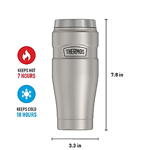 THERMOS Stainless King Vacuum-Insulated Travel Tumbler, 16 Ounce, Matte Steel